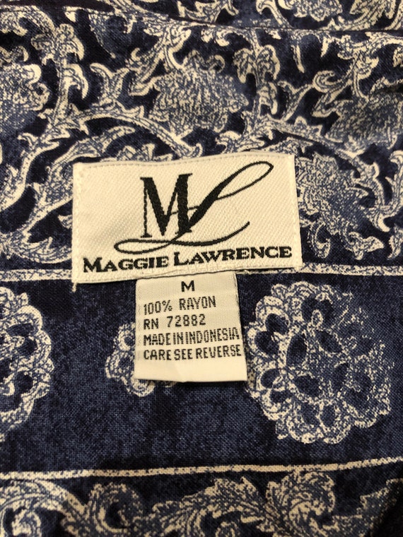 Vintage Maggie Lawrence Blue and White Rayon Romper S… - Gem