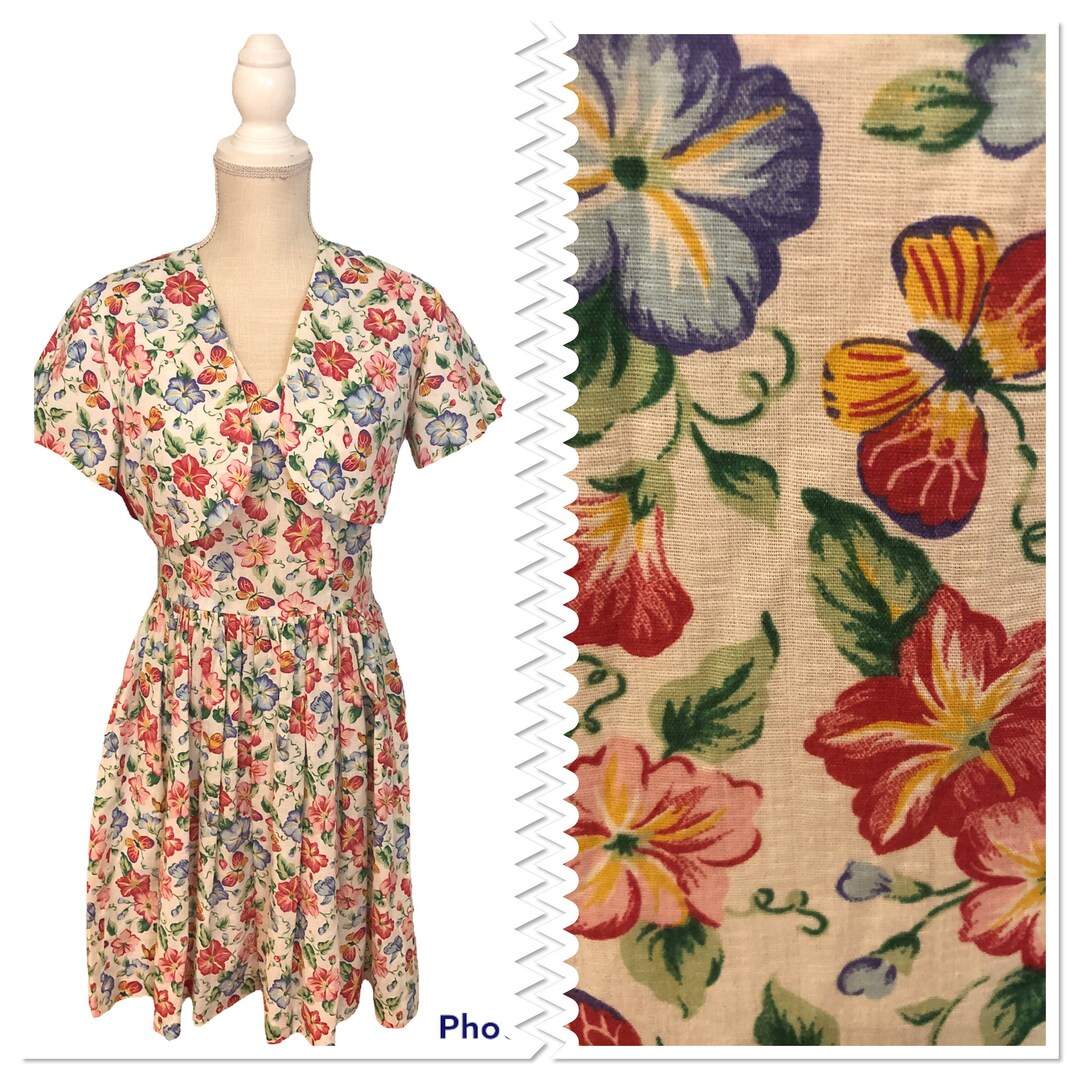 Vintage Handmade Two Piece Coat and Dress Set Floral Butterflies Small ...