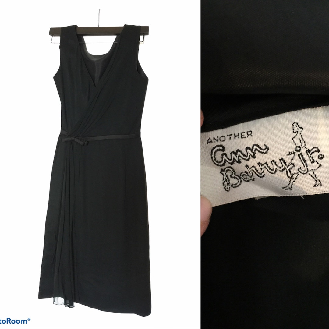 Vintage 1960's Another Ann Barry Jr. Black Chiffon Draped Back Dress - Etsy