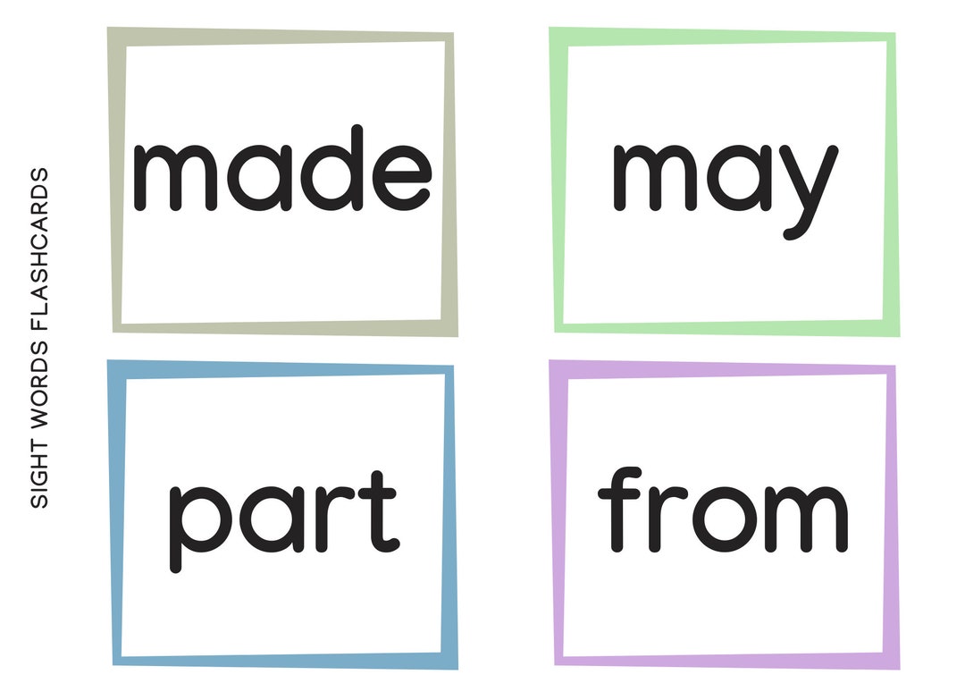 Colorful Sight Word Flashcards - Etsy