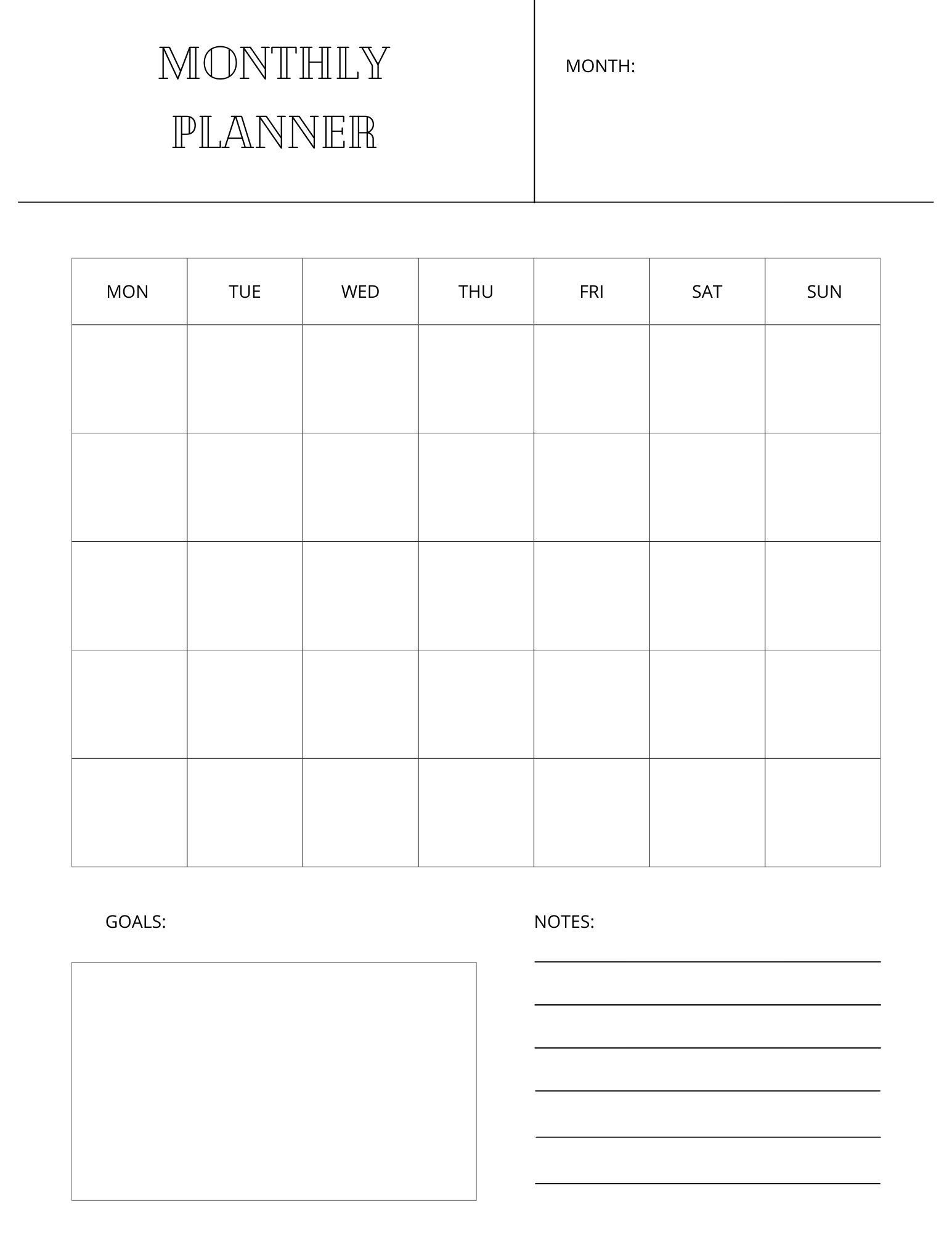Monthly Schedule Template - Etsy