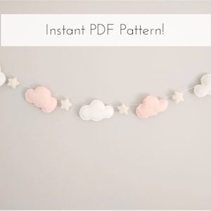 Instant PDF Sewing Pattern- White Cloud Garland - Felt Pattern to Make ...