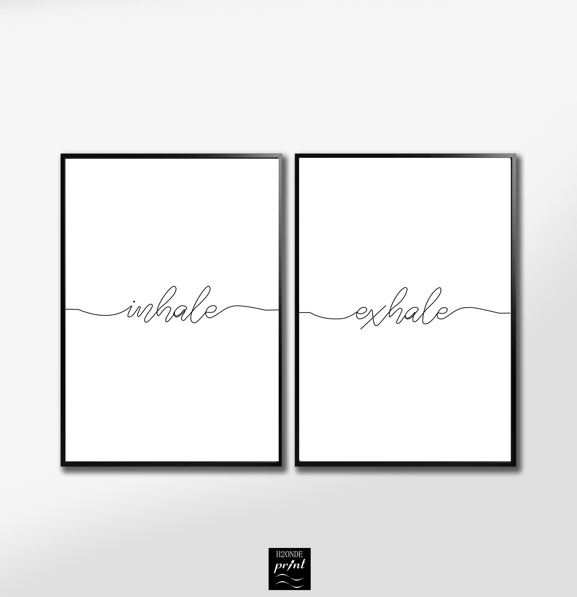 Inhale Exhale Line Art Drawing Relax Meditational Black and | Etsy UK