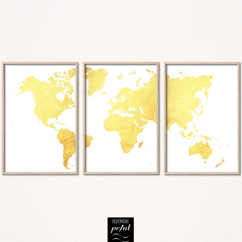 Gold Foil World Map - Etsy