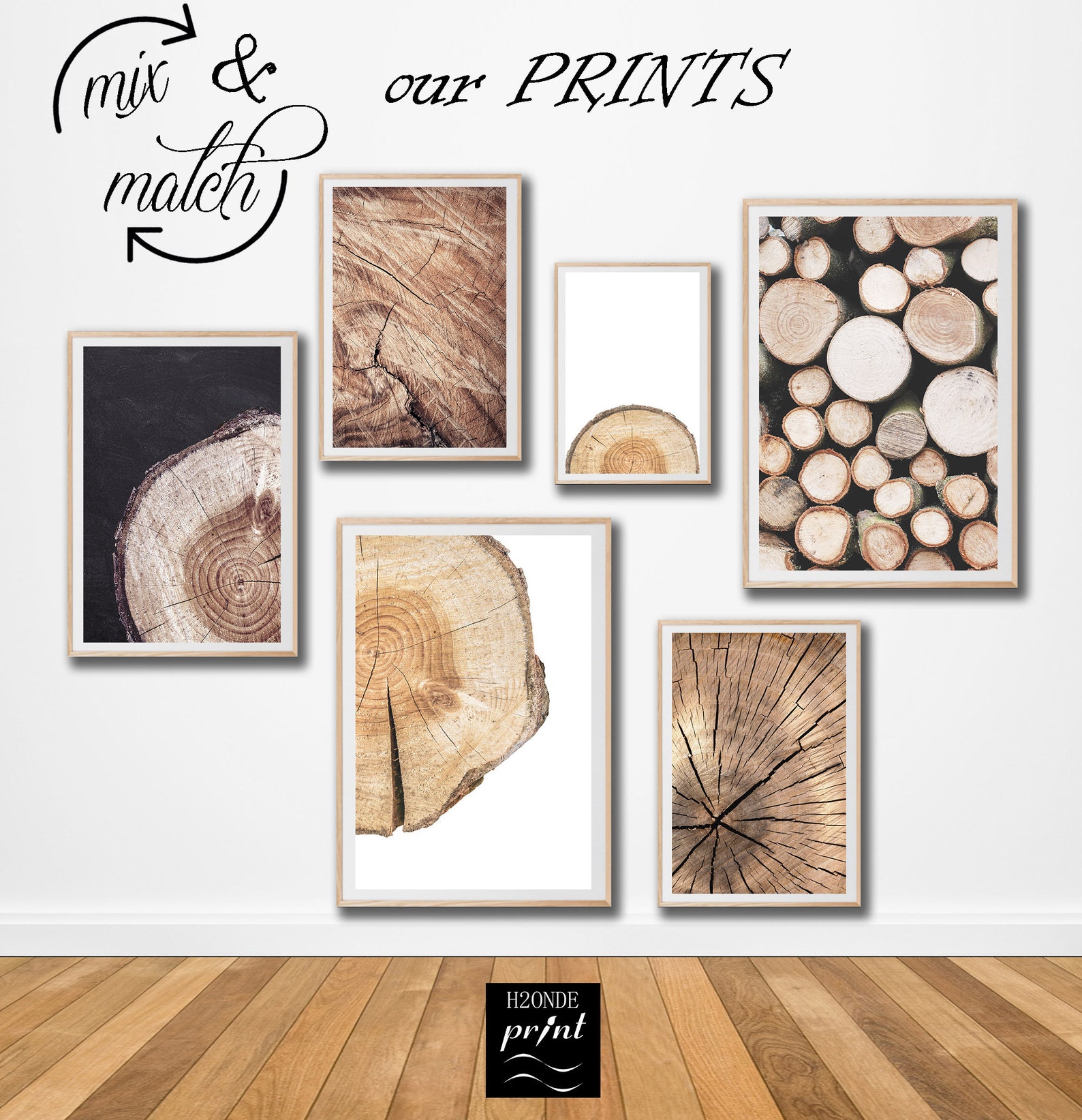 Tree Ring Print Wall Art Set of 2 Stump Printable Instant - Etsy
