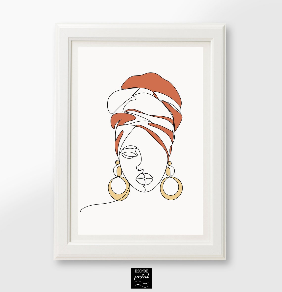 Black Woman Head African Line Drawing Art Towel Print Lady - Etsy