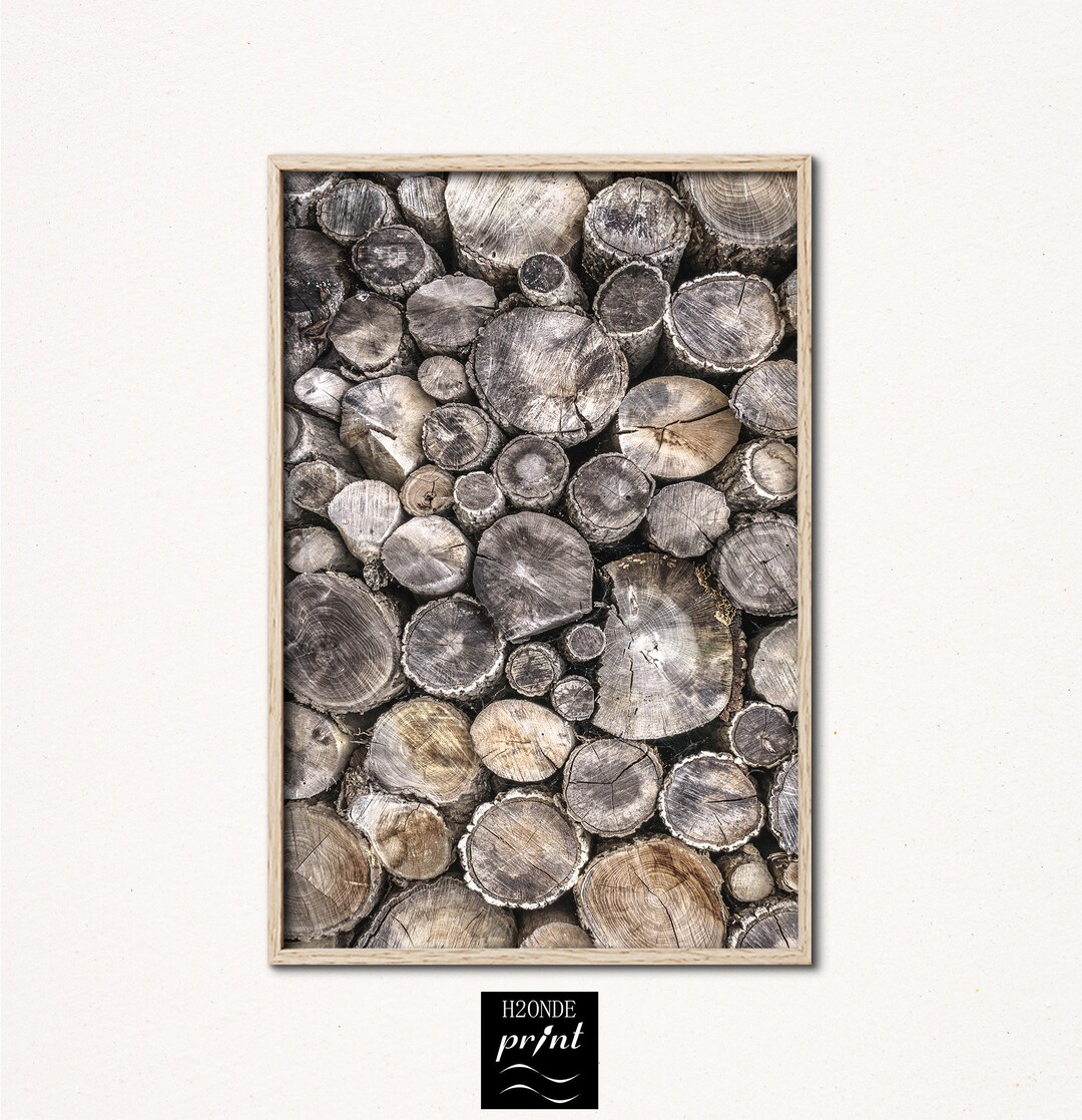 Firewood Log Print Wood Pile Wood Winter Cabin Mountain Stack Hut ...