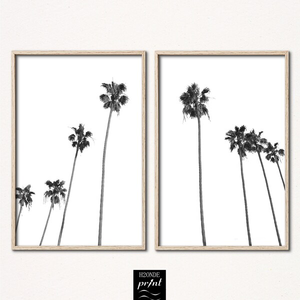 Black And White Palm Trees Wall Art Etsy