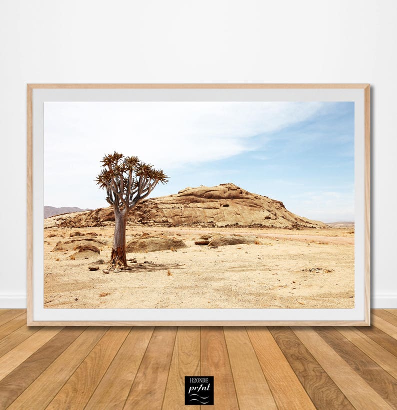 Desert Landscape Print Tree Namibia Rocks Mountain Wall Art - Etsy