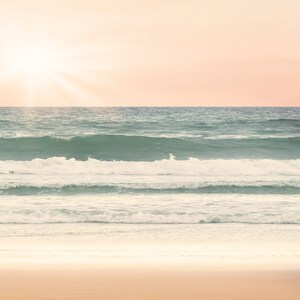 Pastel Blue Ocean Waves Print Coastal Sunset Seafoam Sea Seawater Set ...