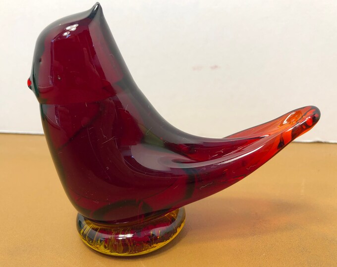 Vintage Blown Glass Leo Ward Red Cardinal Bird, Red Glass 4 Cardinal ...