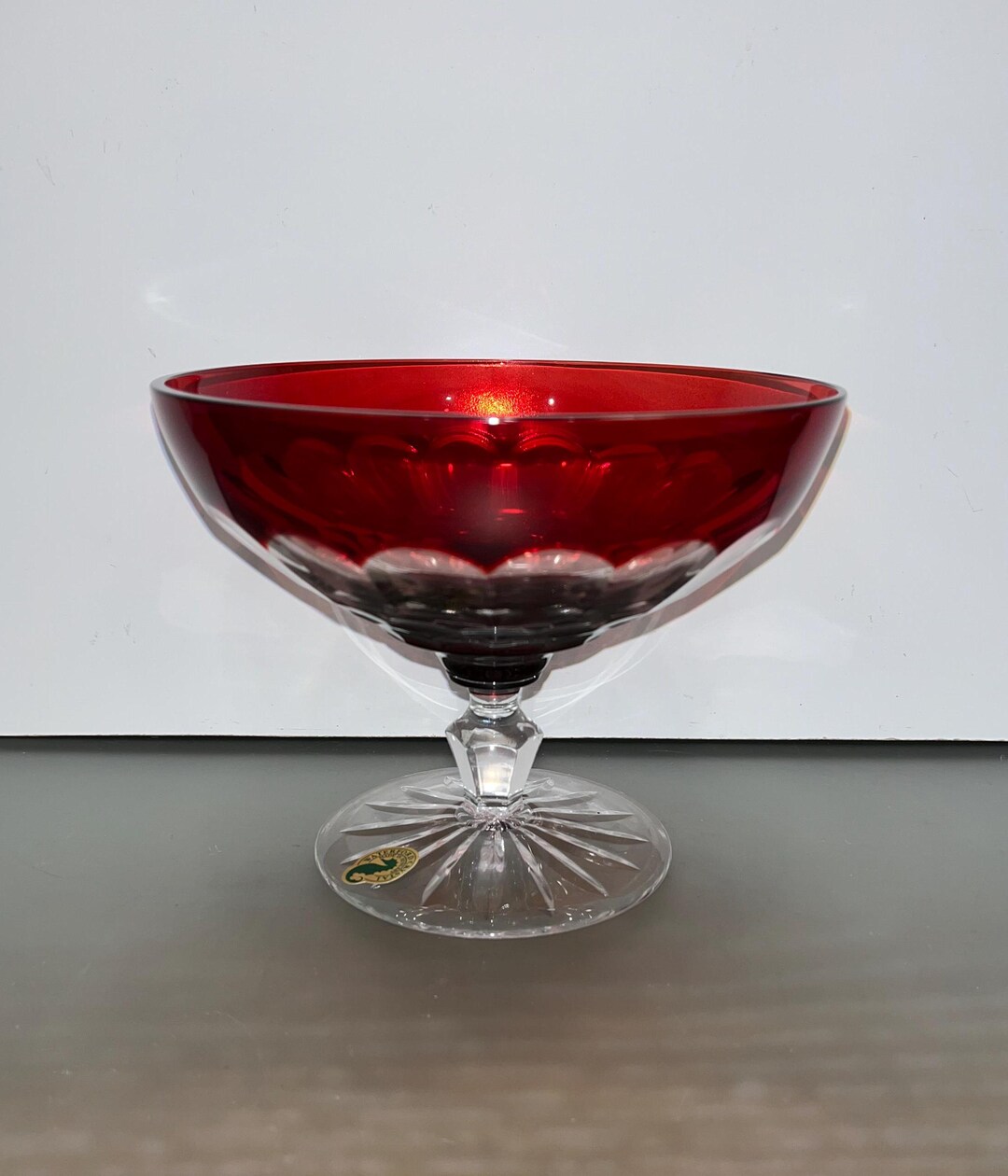 Waterford Simply Red Footed Bowl, Waterford Red Clear Compote ...