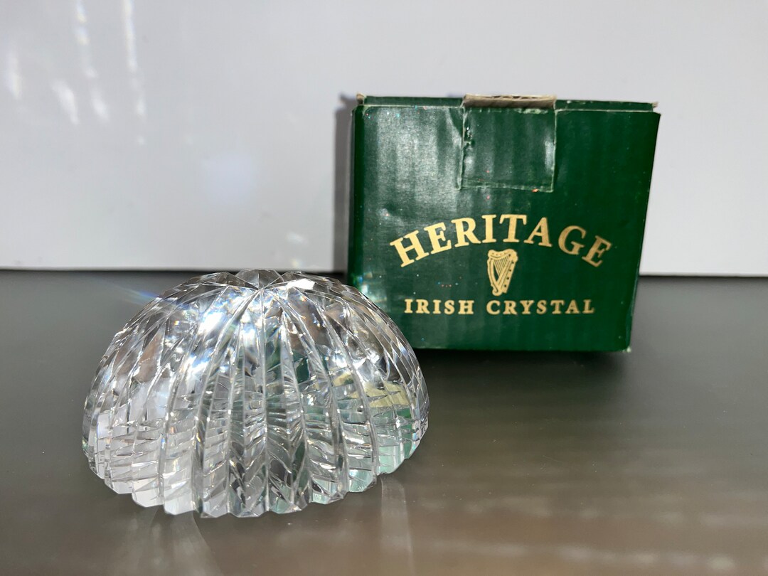 Heritage Irish Crystal Domed Paper Weight, 3 1/2" Round Fluted ...