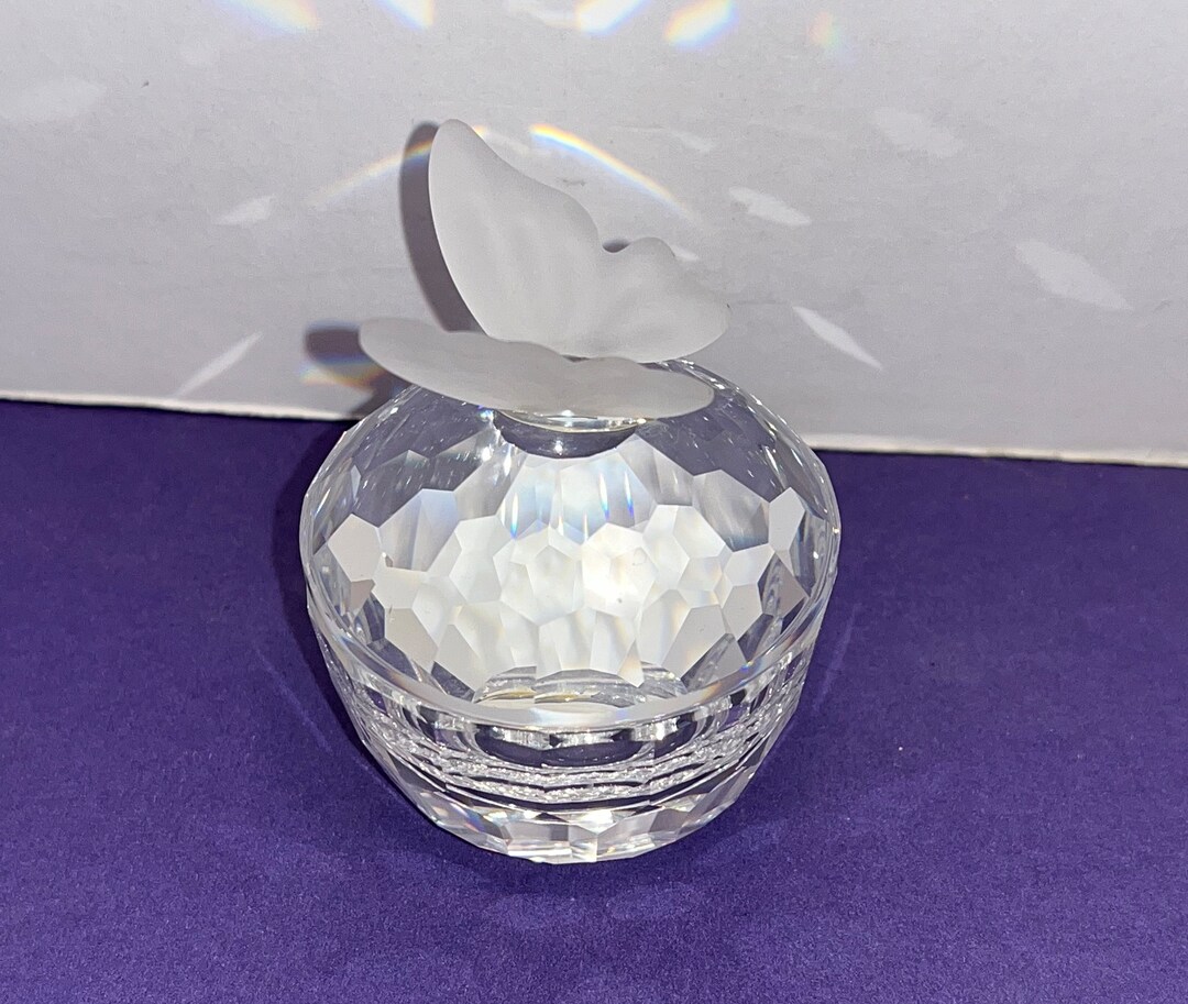 Swarovski Crystal Round Box With Butterfly Figure, Swarovski Trinket ...