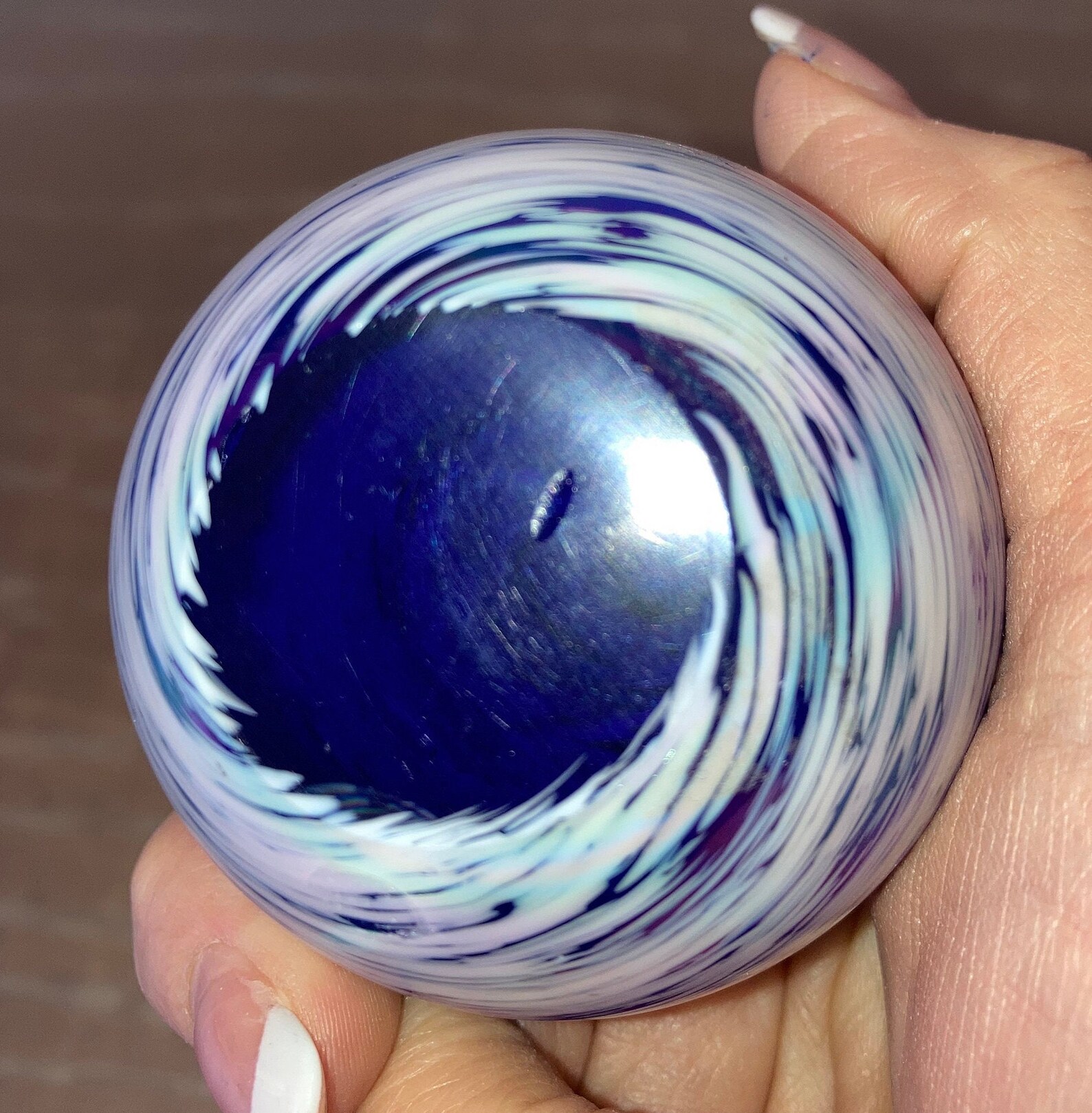 Studio Art Paperweight Iridescent White Cobalt Blue Paper - Etsy UK
