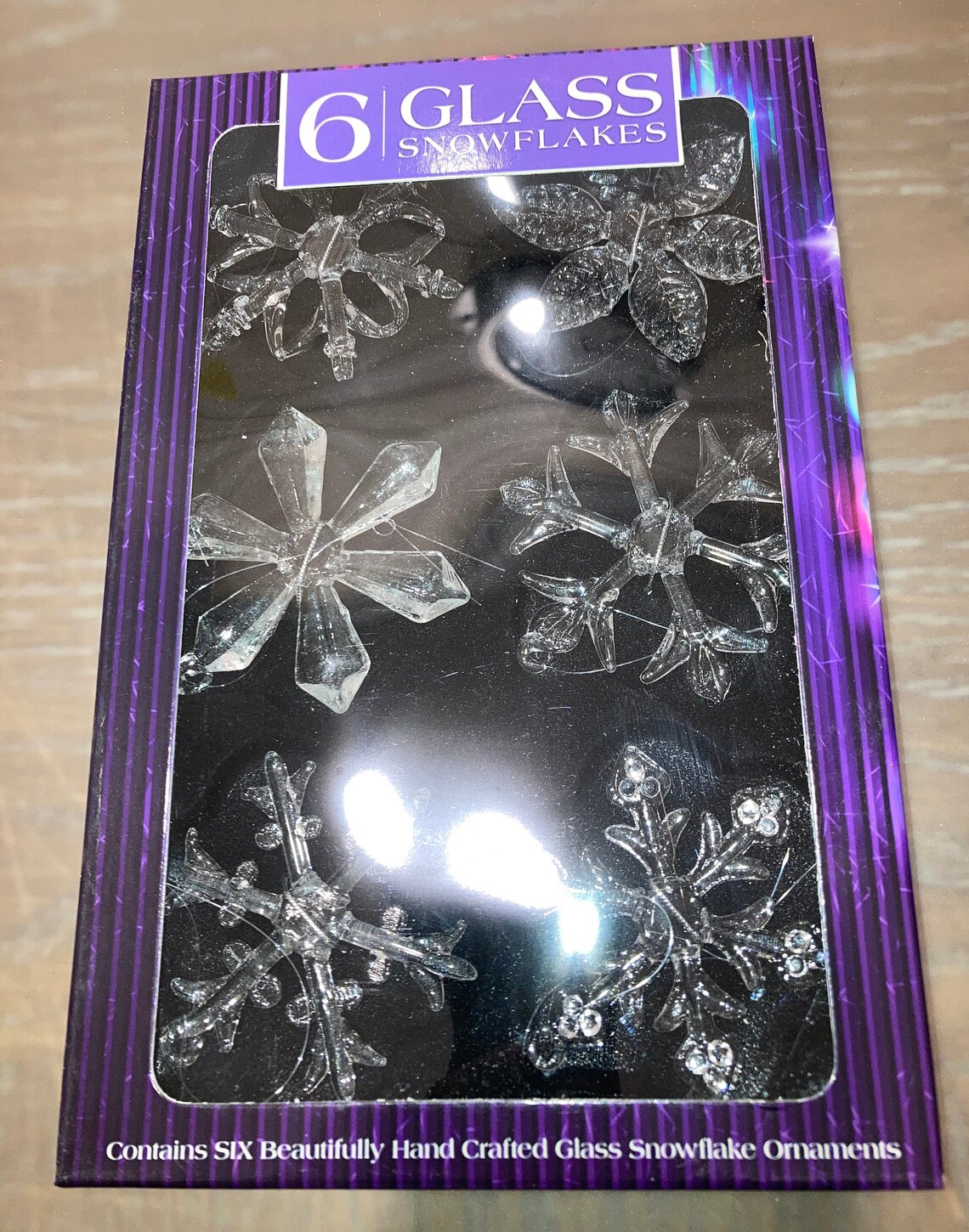 6 Glass Snowflake Ornaments, Handcrafted Clear Glass Snowflakes, 6 ...