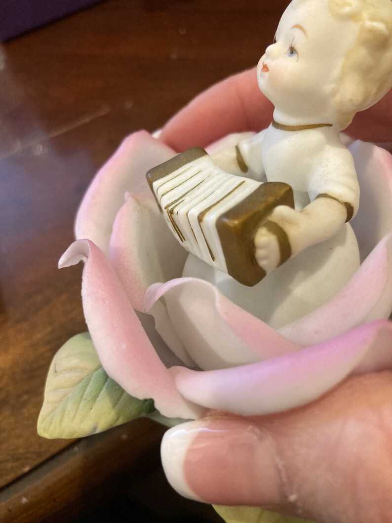 Vintage Lefton Rose Baby With Organ, Lefton Japan Rose Musical Figure ...