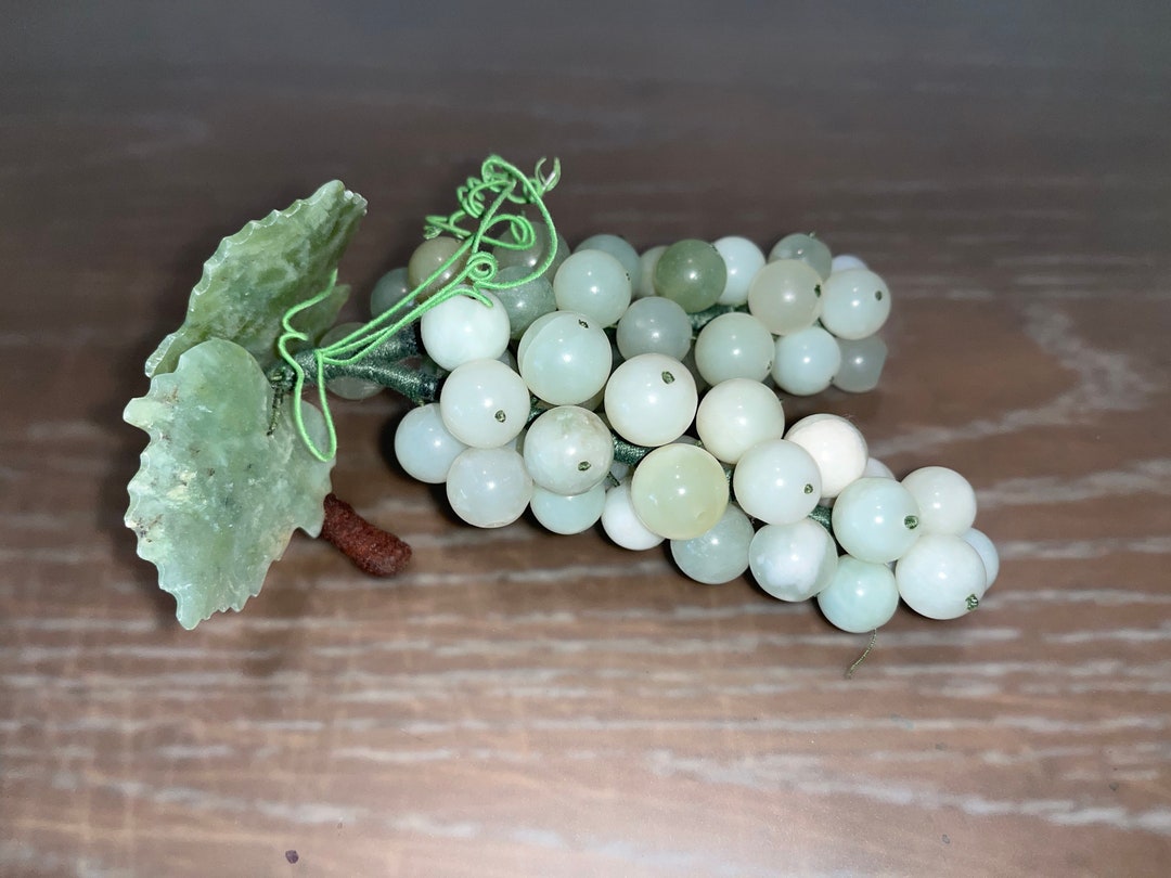 MCM Jade Grape Cluster, Natural Round Jade Grapes, Mid Century Green ...