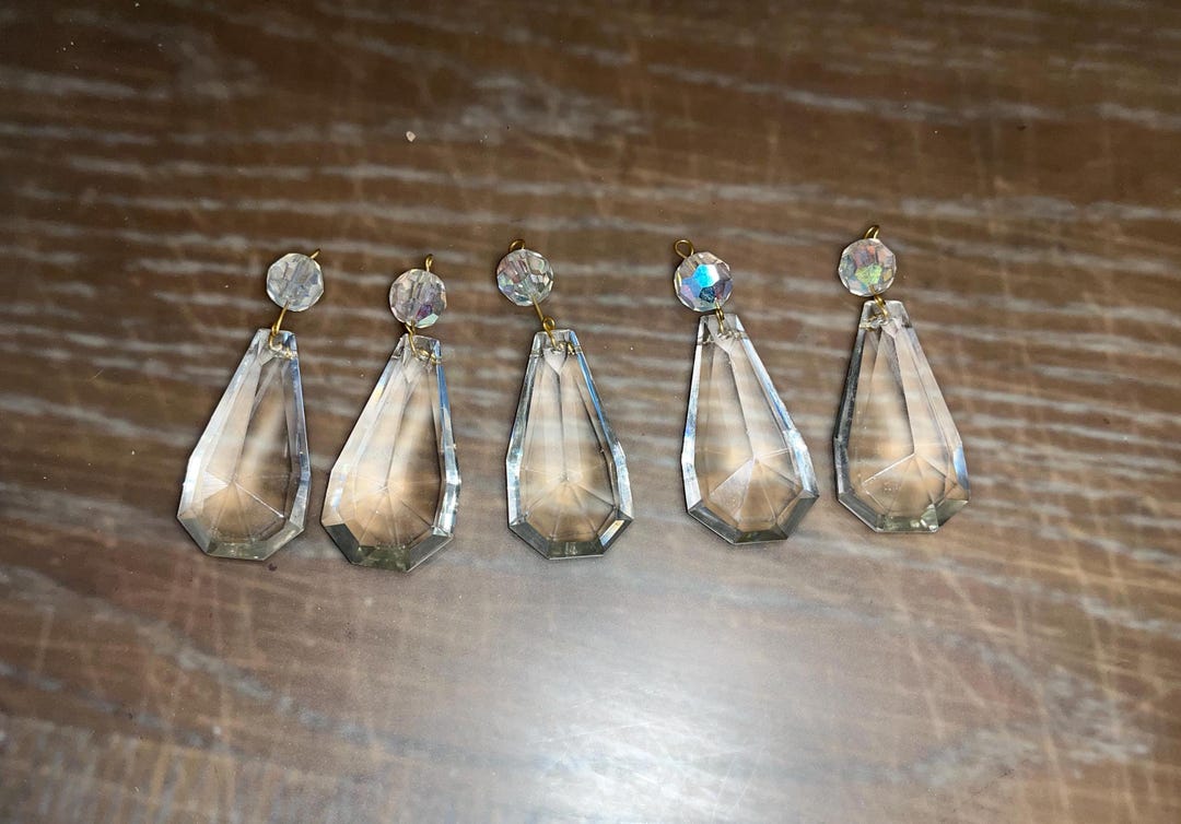 5 Antique 2 3/4" Crystal Prism Sets, Antique 1/2" Iridescent Ball Prism ...