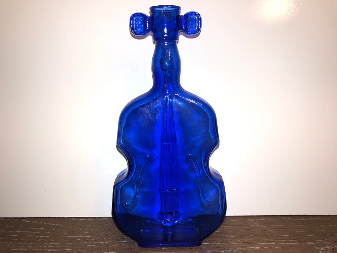 Cobalt Blue Glass Vase, Vintage Violin Vase, Viola Bass Fiddle Vases ...