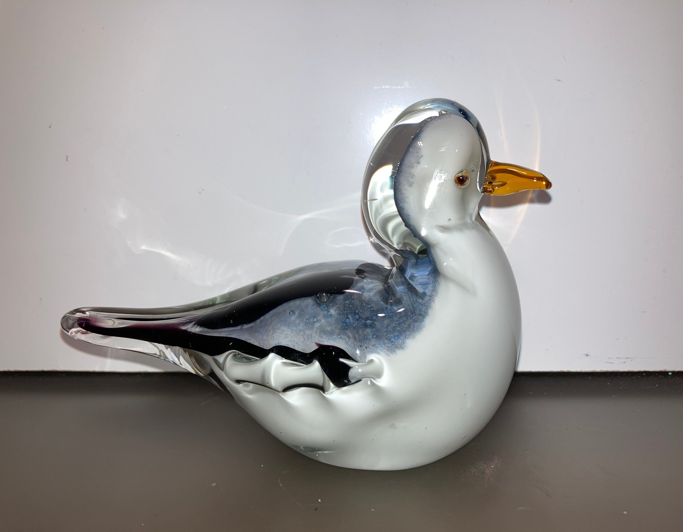 Vintage Murano Glass Seagull Figure White Gray Black Seagull - Etsy