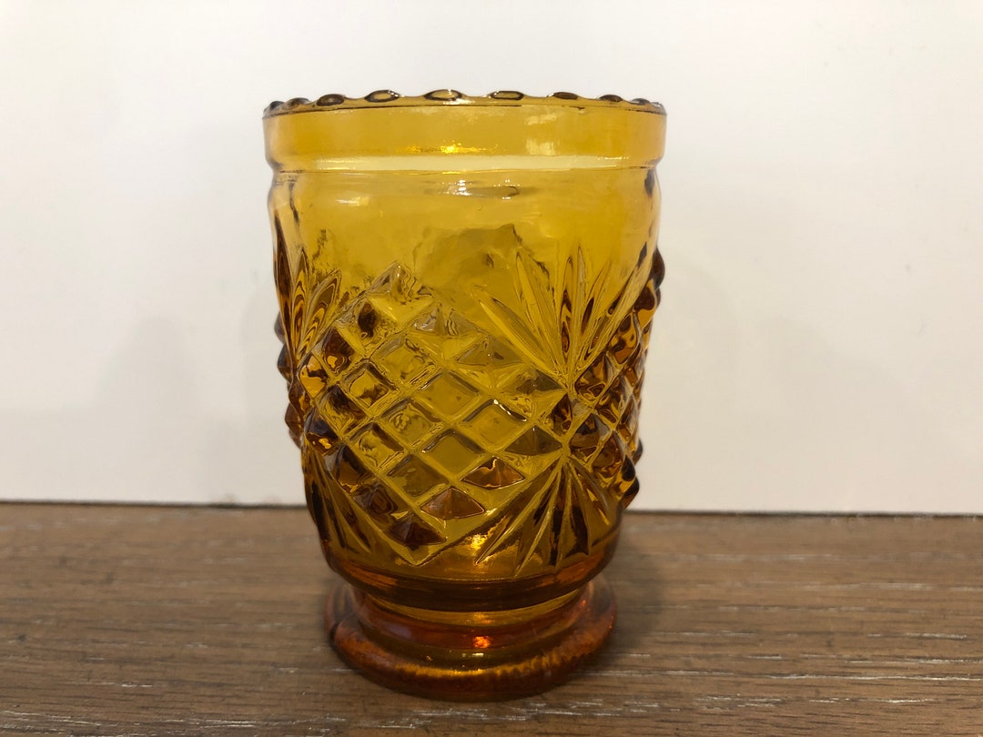 Vintage Pineapple Glass Toothpick, Gold Pressed Glass Toothpick Holder ...