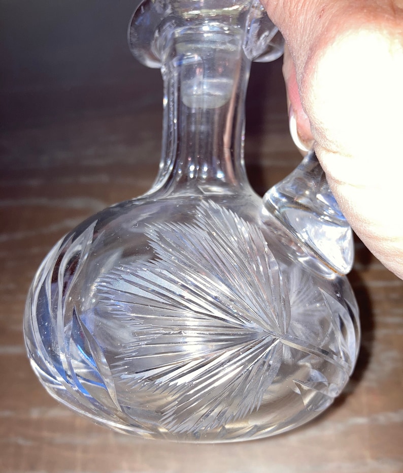 Antique Cut Glass Cruet, Cut Glass Thistle Cruet, Cut Glass Leaf ...