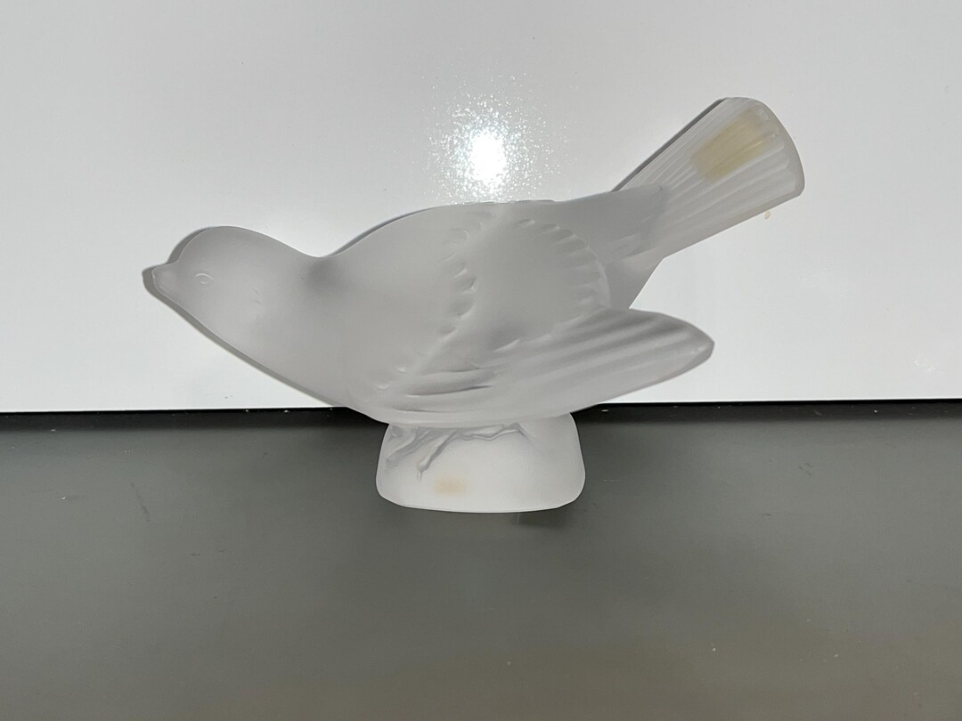 Lalique Frosted Sparrow Figure, Lalique French Signed French Crystal ...