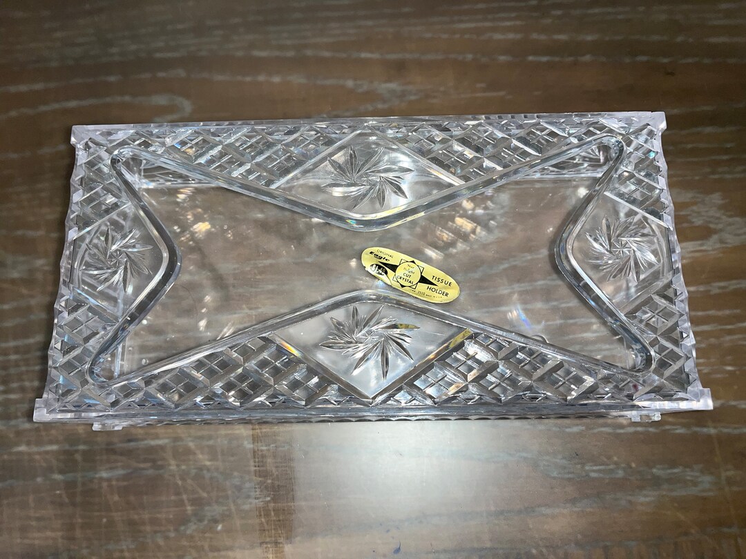 Mid Century Eagle Tissue Box, Vintage Plastic Cut Crystal Tissue Box ...