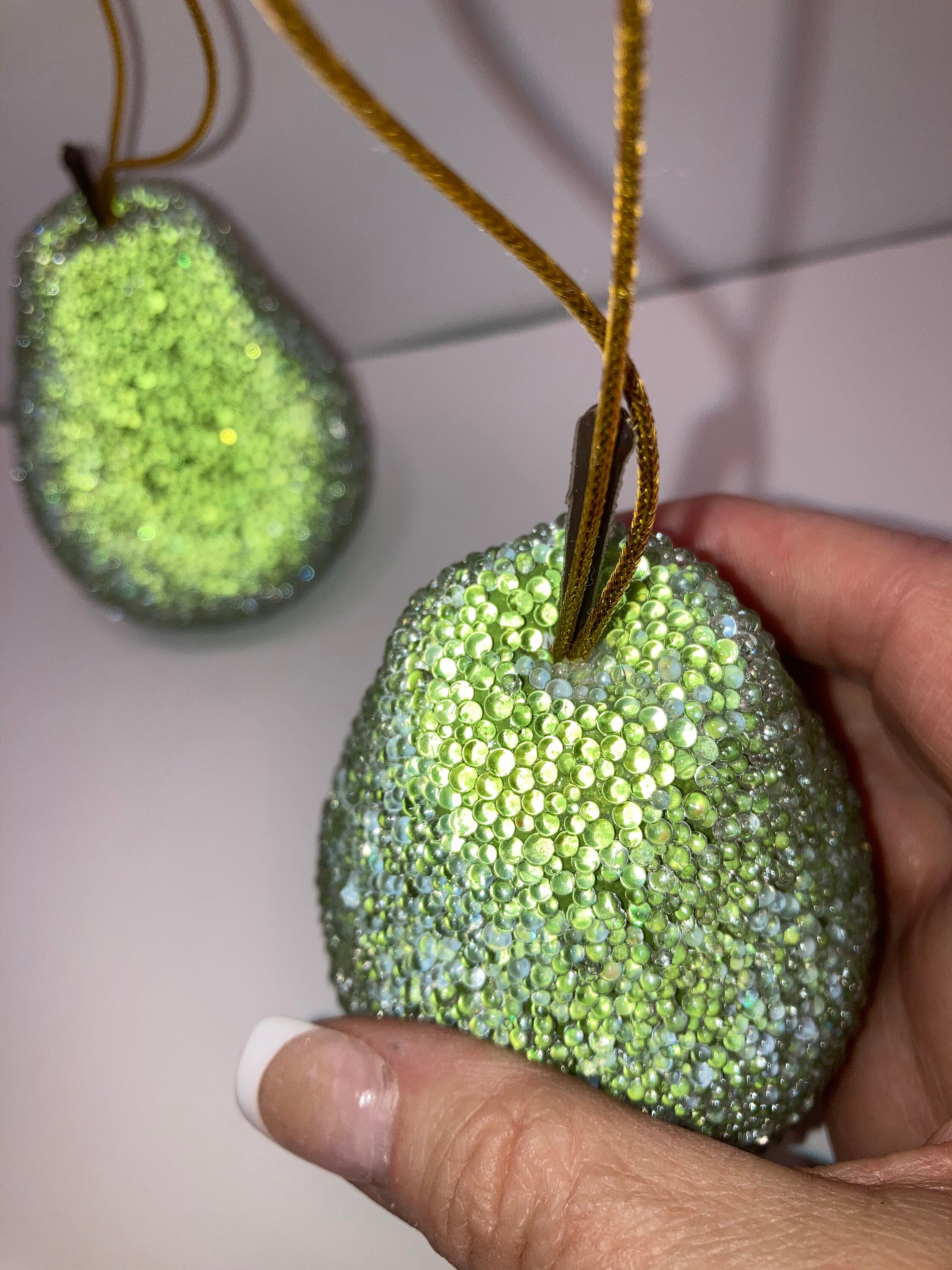 2 Vintage Beaded Fruit Green Beaded Pear Beaded Pear Beaded - Etsy