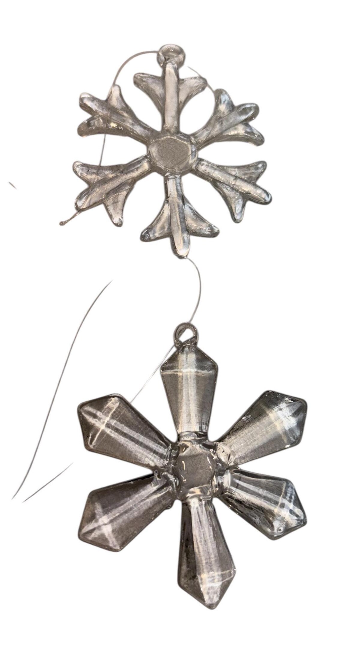 6 Glass Snowflake Ornaments, Handcrafted Clear Glass Snowflakes, 6 ...