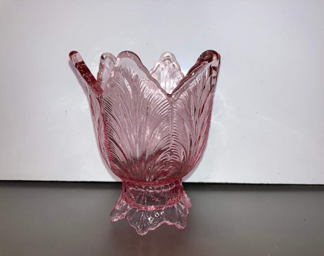 Vintage Fenton Pink Glass Cabbage Candle Holder, Pink Glass Votive, 4 1 ...