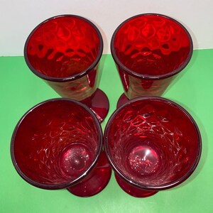 4 Vintage Ruby Red Water Goblets, Vintage 7 Red Water Goblets, Ruby Red ...