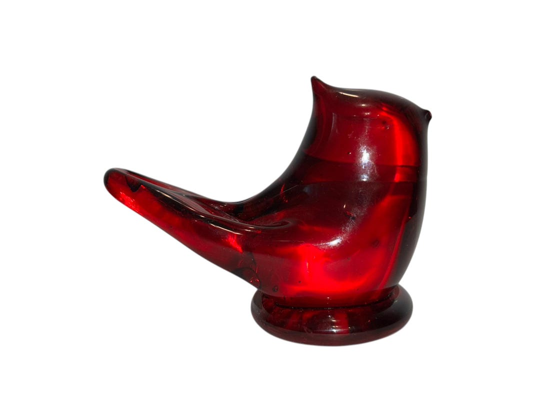 Vintage Blown Glass Red Cardinal of Love Bird, Red Glass Cardinal of ...