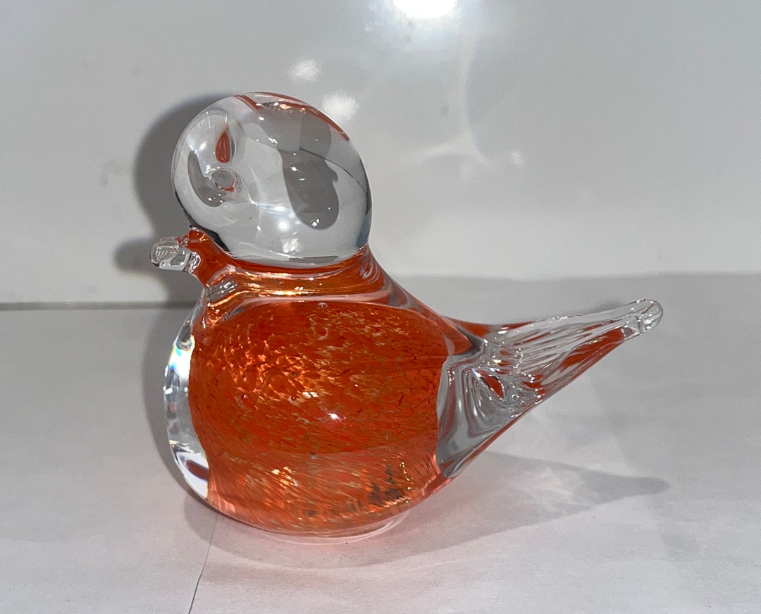 Sweden Orange Confetti Glass Bird, Swedish Encased Orange Bird, 3 ...