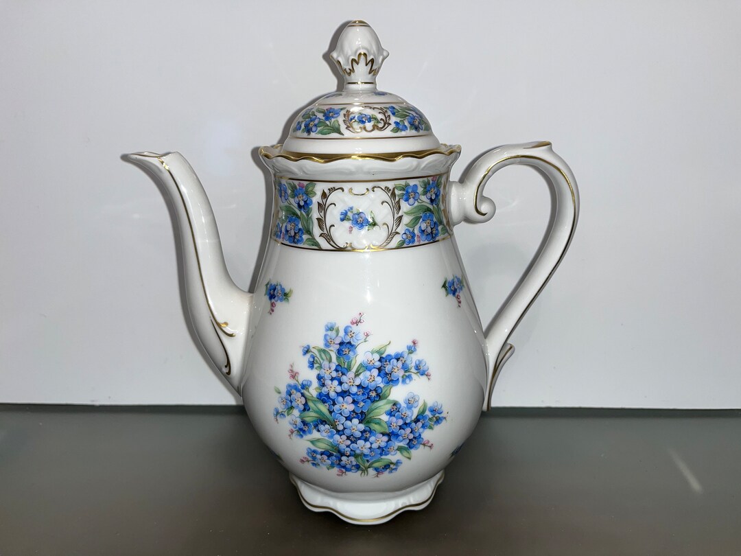 Schumann Bavaria Forget Me Not Tea Pot, Antique Schumann Blue Flowers ...