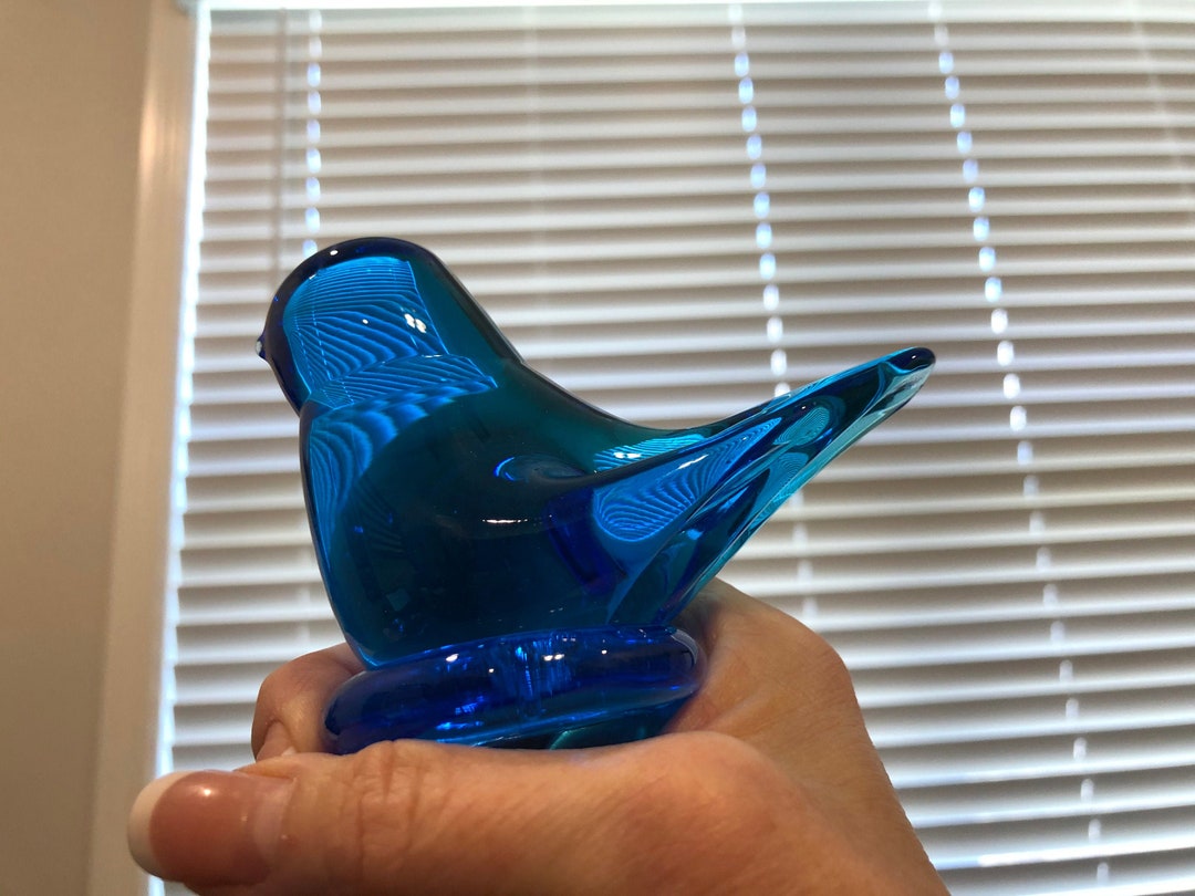 Large Turquoise Glass Bluebird, Blue Bird of Happiness, Turquoise Glass ...