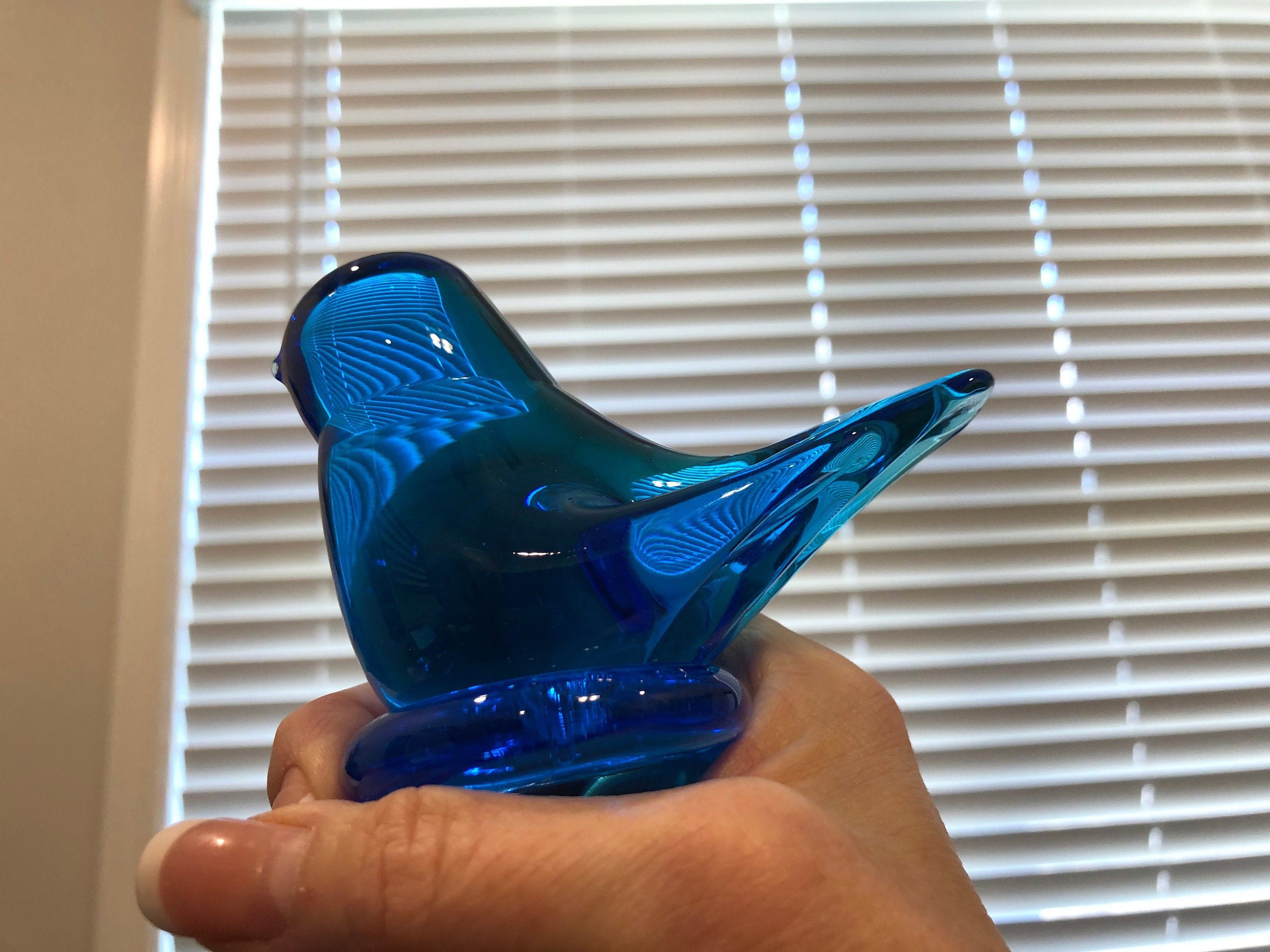 Large Turquoise Glass Bluebird Blue Bird of Happiness - Etsy