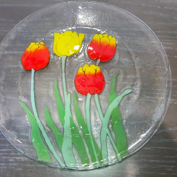 Glass Tulip Plates - Etsy