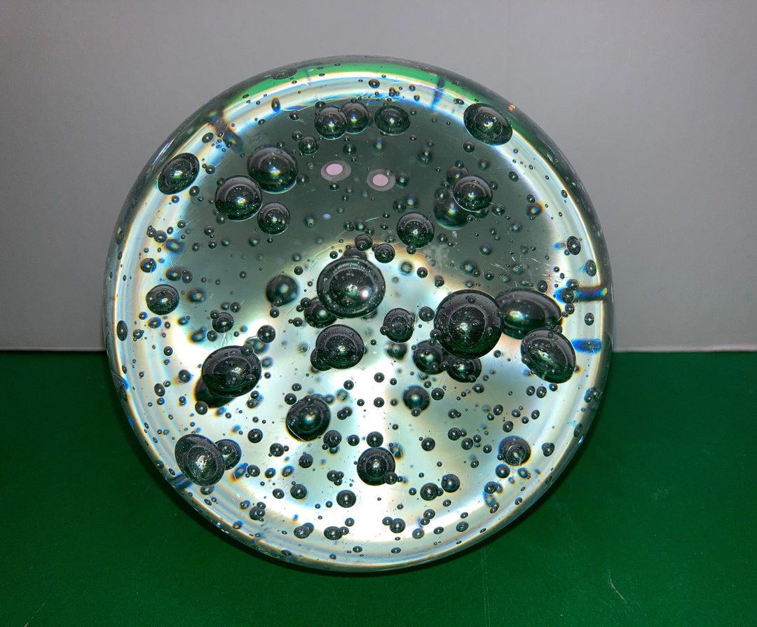 Mid Century Glass Controlled Bubble Paperweight, 3 1/2" Clear Vintage ...