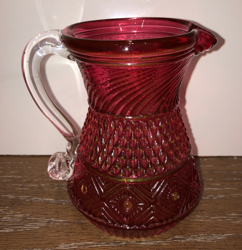 Vintage Federal Pressed Glass Pitcher Cranberry Pressed Glass | Etsy