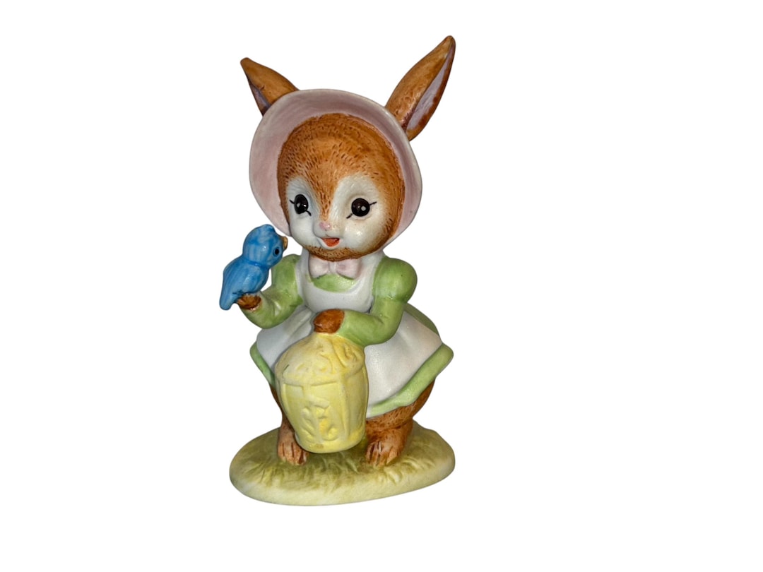 Vintage Lefton Japan Bunny, Lefton Green Dress Bunny Figure, Japan ...