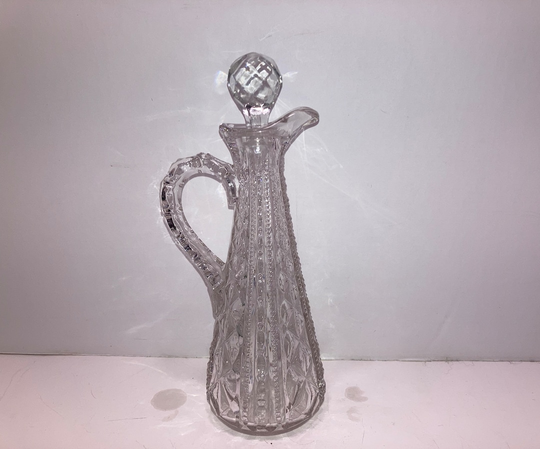 Antique Mouth Blown Cruet, Vintage Cruet Bottle Beaded Diamond Pattern ...