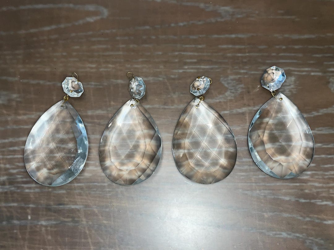 4 Prism Sets, 4" Teardrop Crystal Sets, Faceted 3" Oval Prisms, Antique ...