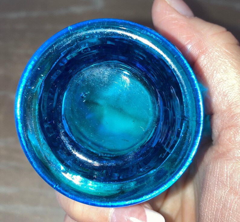 Vintage LE Smith Blue Glass Toothpick Moon and Stars Colonial - Etsy