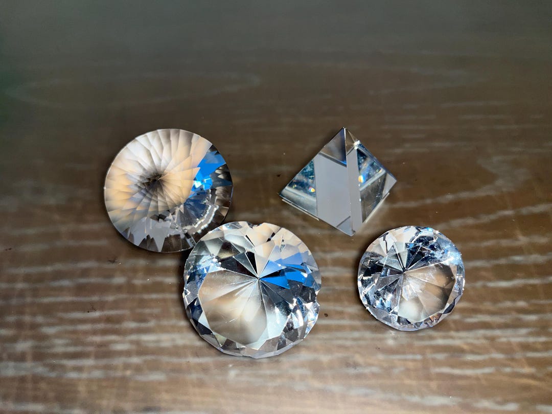 4 Crystal Prism Set, Pyramid Prism, 2 Sizes Solitaire Prism, 2" Flat ...