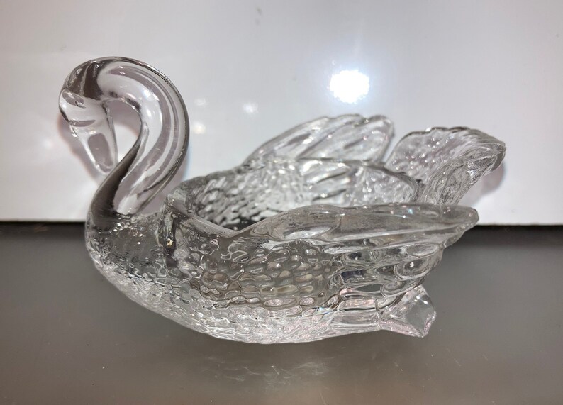 Fenton Clear Glass Swan Art Glass Swan Swan Nut Dish Swan Etsy