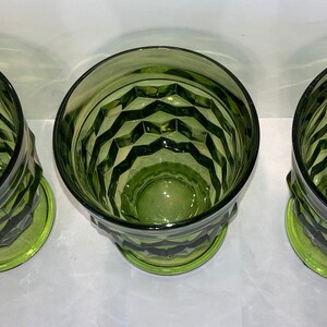 3 Vintage Indiana Whitehall Green Glasses, Whitehall Colony Cubist 4 1/ ...