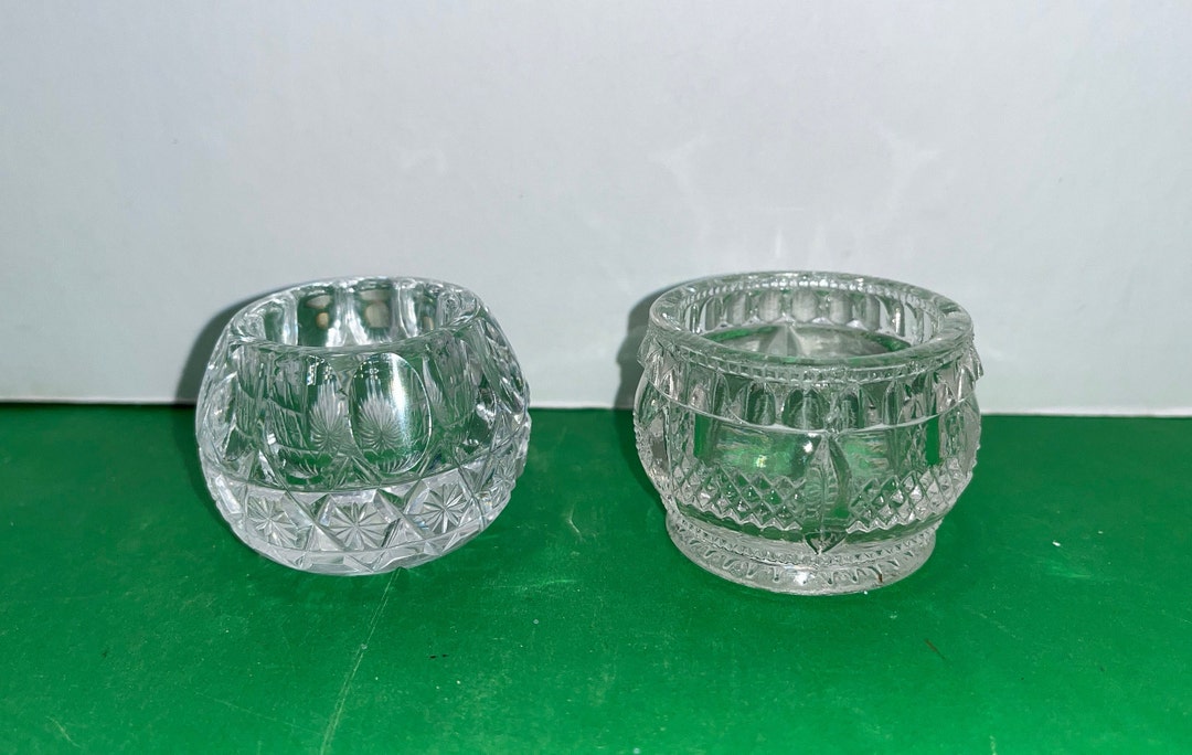 2 Vintage Glass Salt Cellar Large Glass Salt Cellar Notched - Etsy