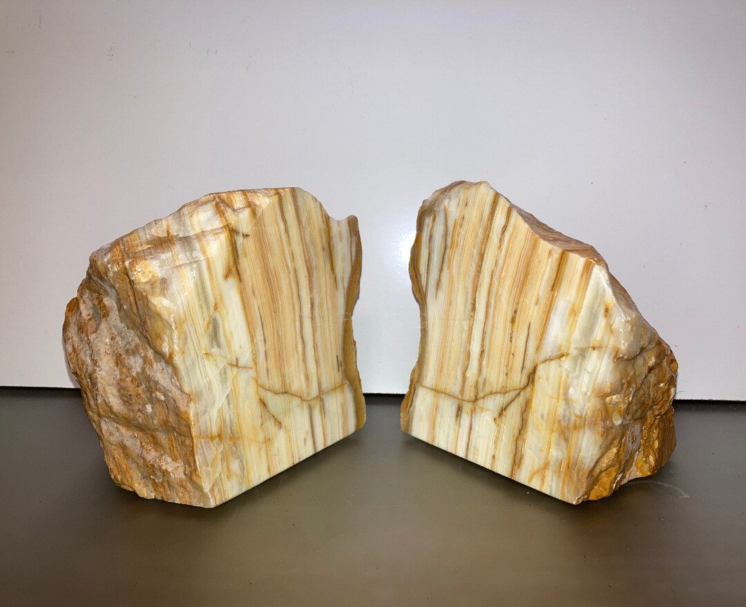Pair of Polished Agate Stone Bookends, Natural Polished Set of Bookends ...